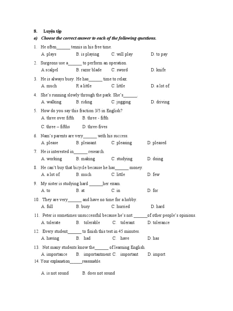 Choose The Correct Answer To Each of The Following Questions | PDF