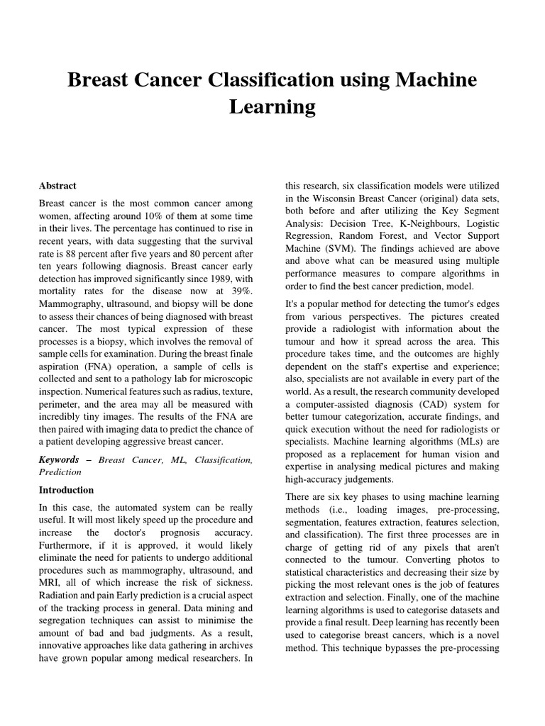 Breast Cancer Classification Using Machine Learning | PDF | Machine ...
