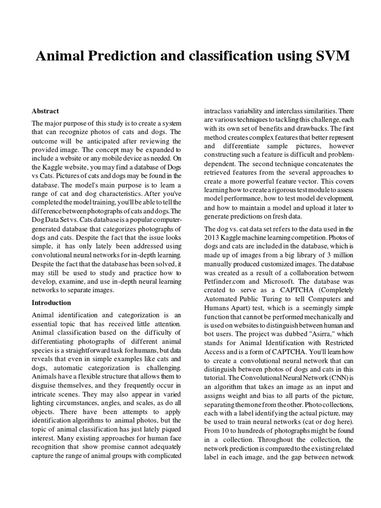 Animal Classification And Prediction Pdf Artificial Neural Network