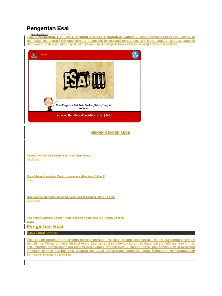 Pengertian Esai | PDF