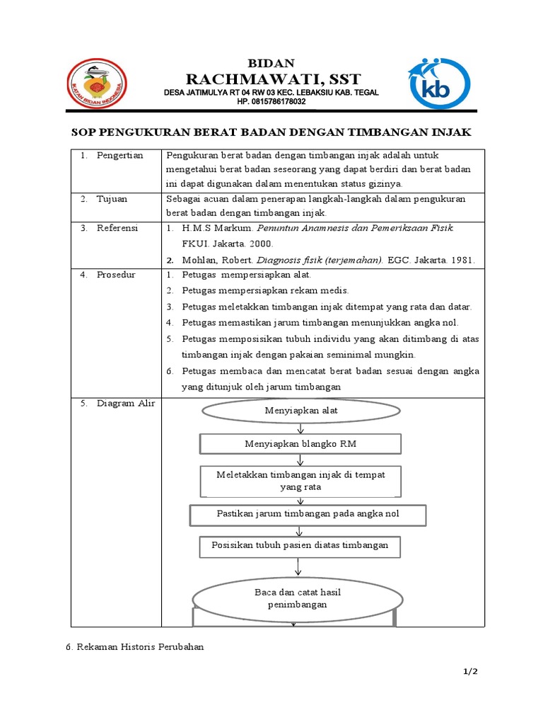 Prosedur Pengukuran Berat Badan dengan Timbangan Injak | PDF