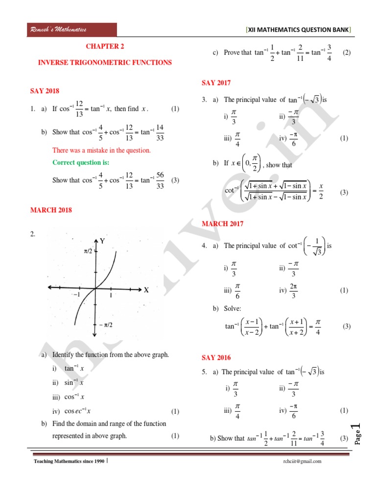 Hsslive-2. INV T FUNS | Download Free PDF | Trigonometric Functions | Functions And Mappings