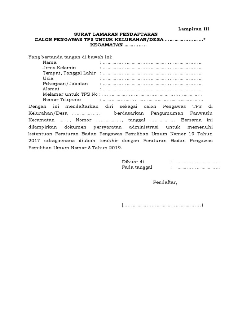 LAMPIRAN PENDAFTARAN PTPS 2020.hjsk | PDF