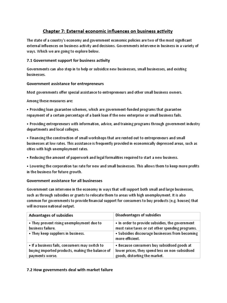 Chapter 7 External Economic Influences On Business Activity | PDF ...