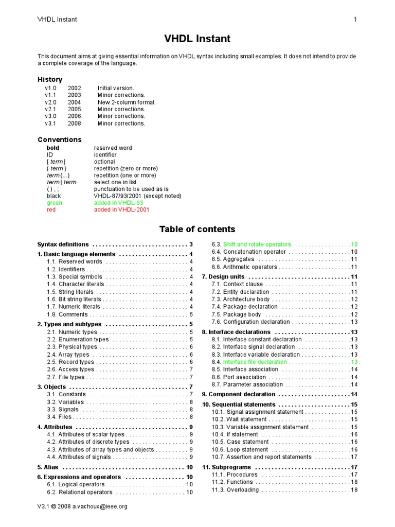 VHDL Instant v3.1 | PDF | Pointer (Computer Programming) | Boolean Data Type