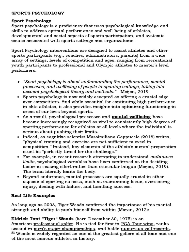 SPORTS PSYCHOLOGY Report MAED | PDF | Goal | Psychological Concepts