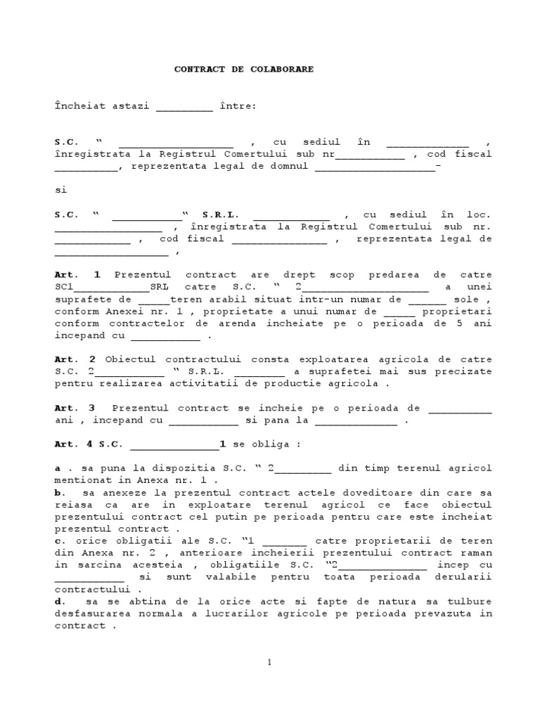 9 1 Contract de Colaborare Model 2 | PDF