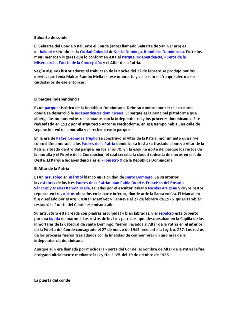 El Baluarte del Conde y sus monumentos históricos en Santo Domingo | PDF
