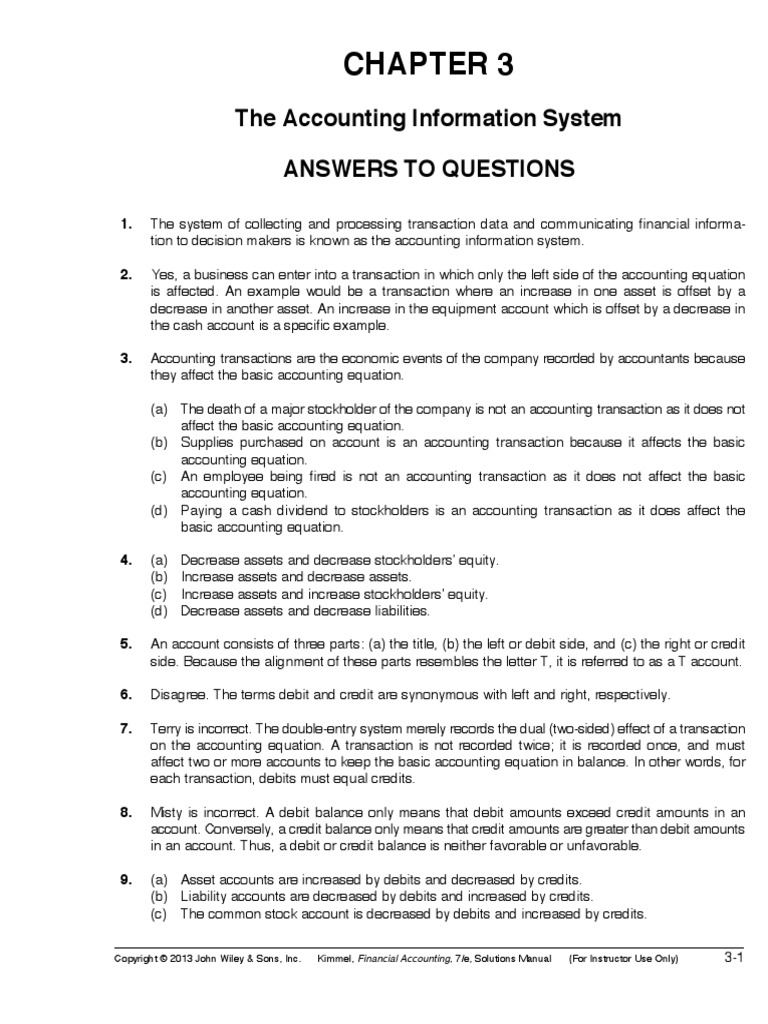 CH 3 - End of Chapter Exercises Solutions | PDF | Debits And Credits ...