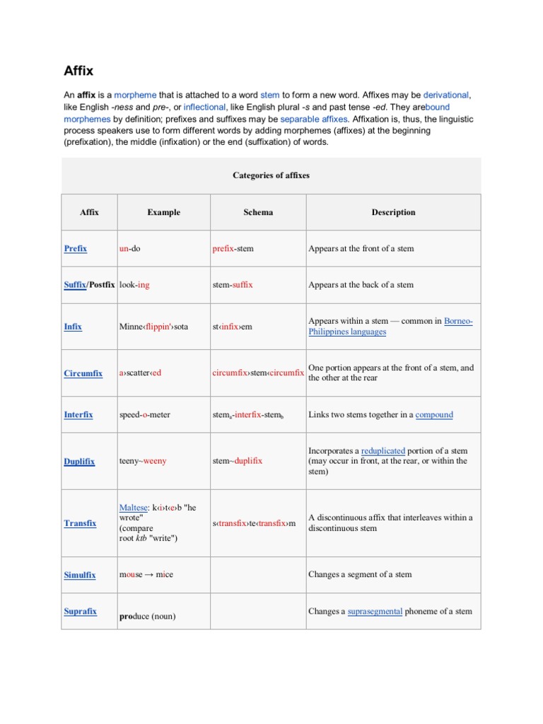 Affix | PDF | Language Arts & Discipline | Science & Mathematics