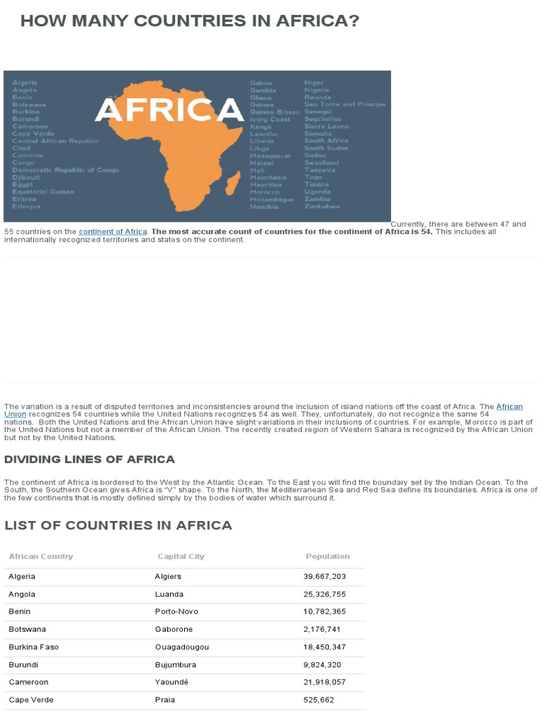 How Many Countries in Africa - The 7 Continents of The World | PDF ...