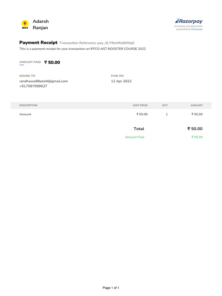 Receipt Pay - JILY5tnMUdM3qG From Indian IQ (Paid) | PDF