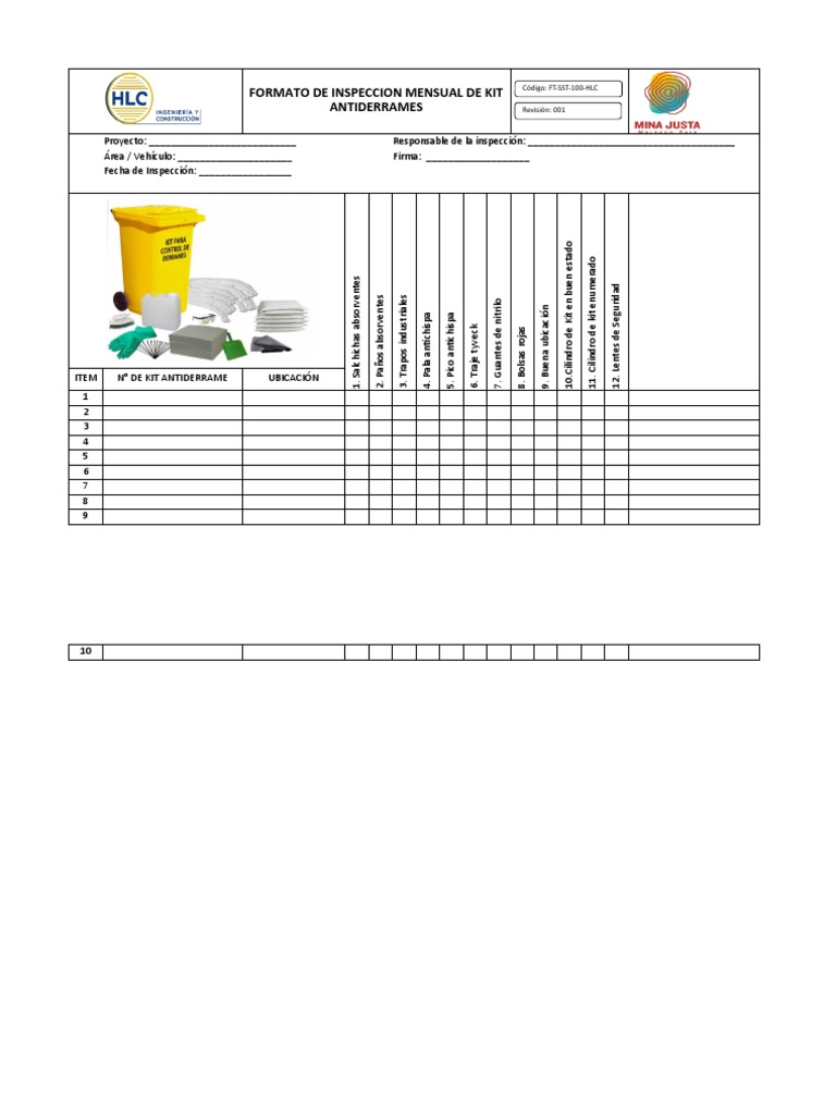 FT-SST-100 Inspeccion de Kit Antiderrame | PDF | Ajedrez