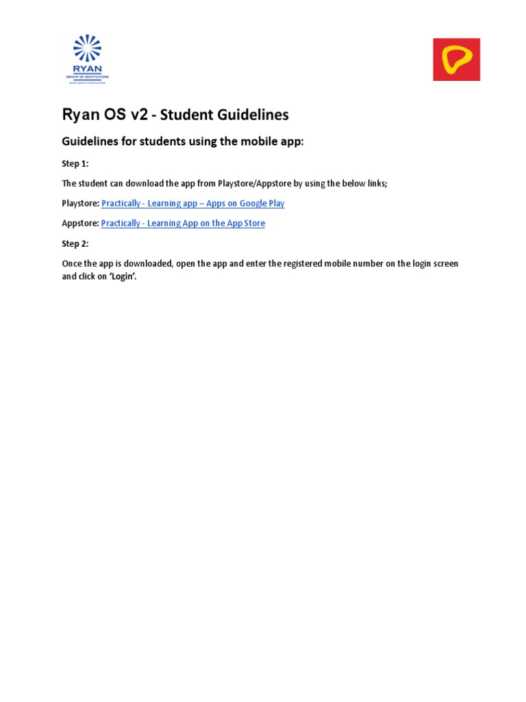 Student Guidelines: Ryan OS v2 | PDF | Login | Password