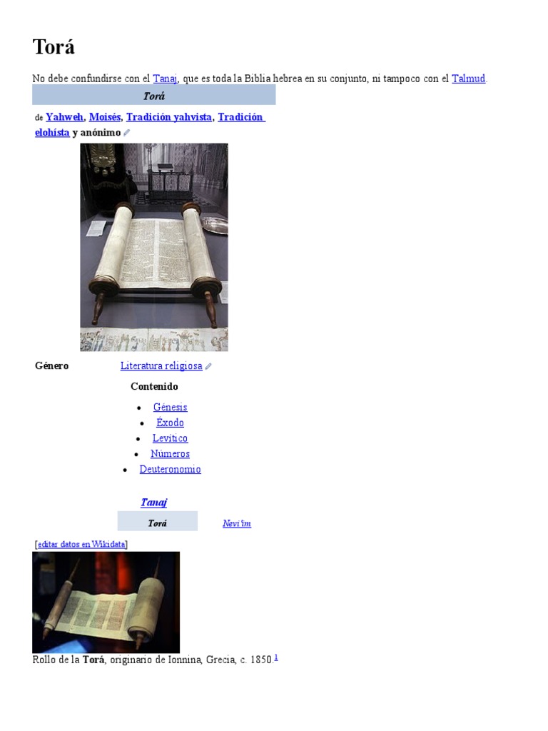 Torá - WP | PDF | Tora | Judios y judaísmo