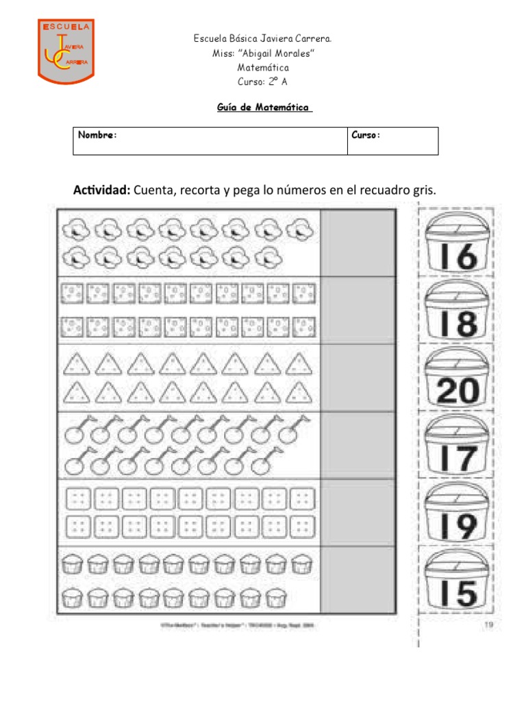 Guia Recortar y Pegar Numero 0 Al 20 | PDF