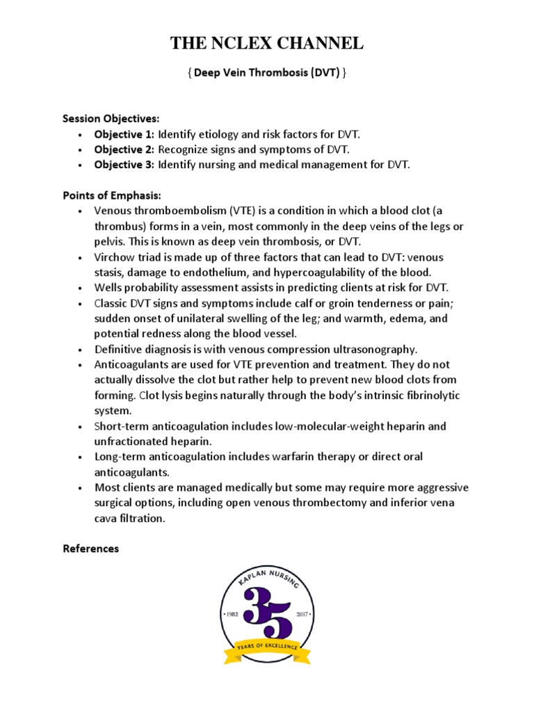 Understanding Deep Vein Thrombosis (DVT) | PDF