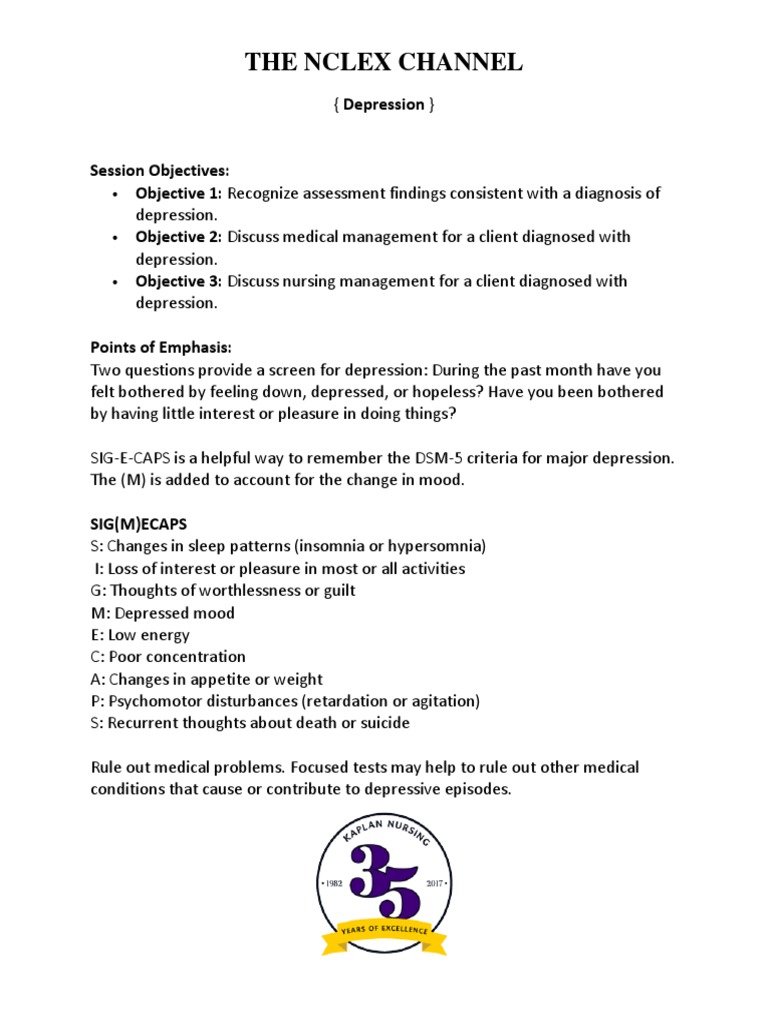 Handout Depression | PDF | Major Depressive Disorder | Causes Of Death