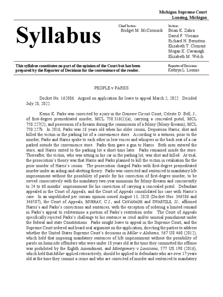 Parks OP | PDF | Eighth Amendment To The United States Constitution ...
