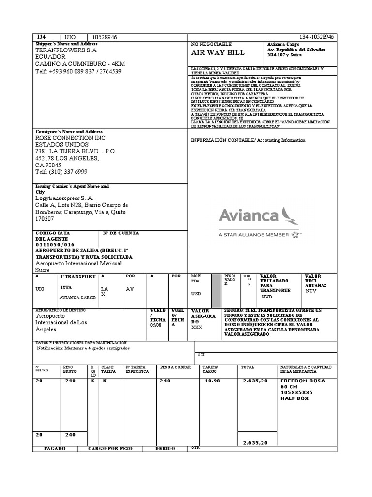 Air Waybill | Descargar gratis PDF | Aviación | Transporte