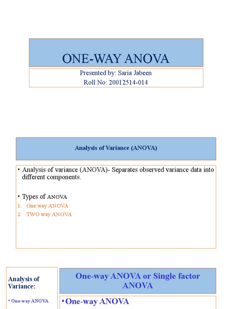 One Way ANOVA | PDF | Analysis Of Variance | Hypothesis