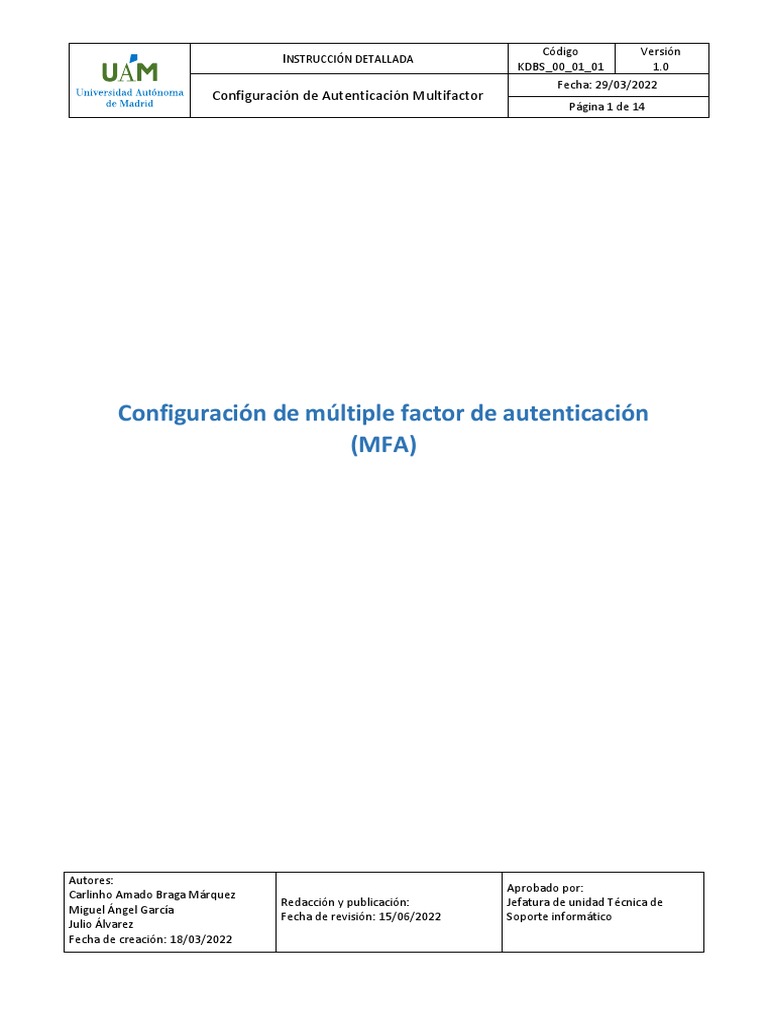 Guía Configuración MFA UAM | PDF | Aplicación movil | Autenticación