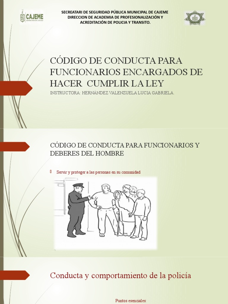CÓDIGO DE CONDUCTA PARA FUNCIONARIOS ENCARGADOS DE HACER | PDF ...