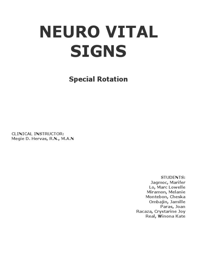 Neuro Vital Signs: Special Rotation | PDF | Anatomical Terms Of Motion ...