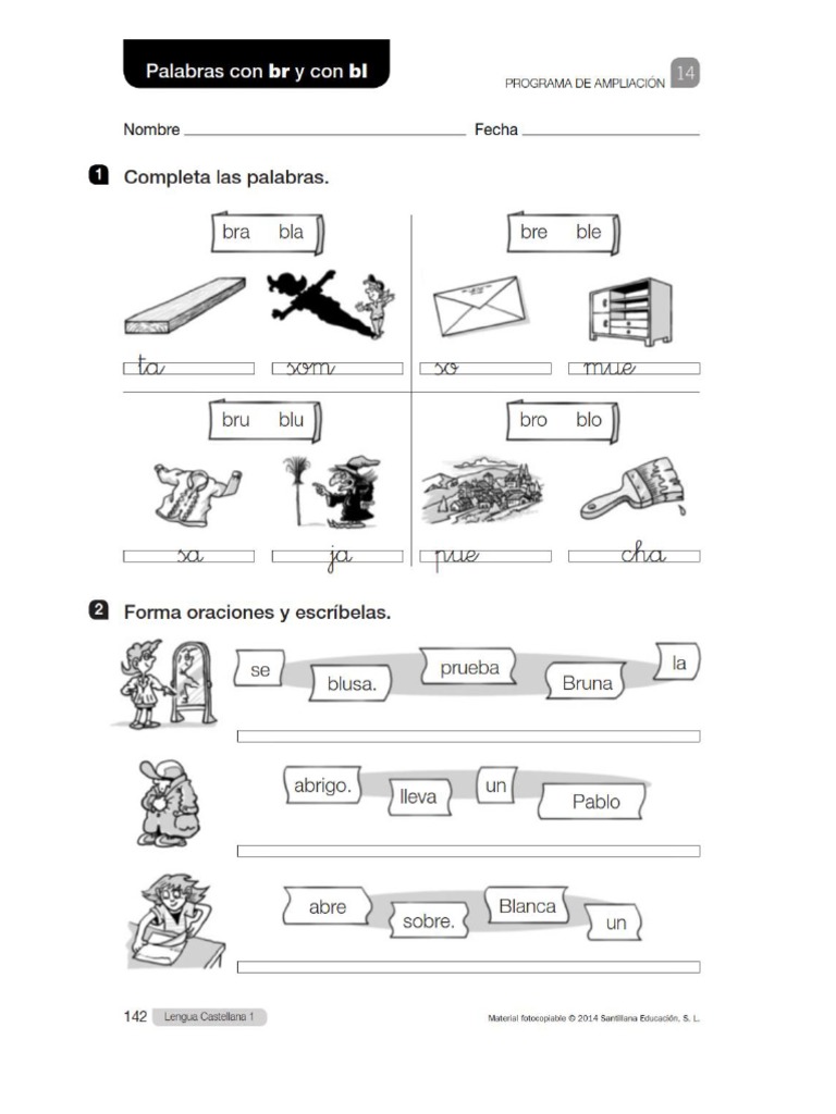 Palabras Con BL y BR - 1° | PDF