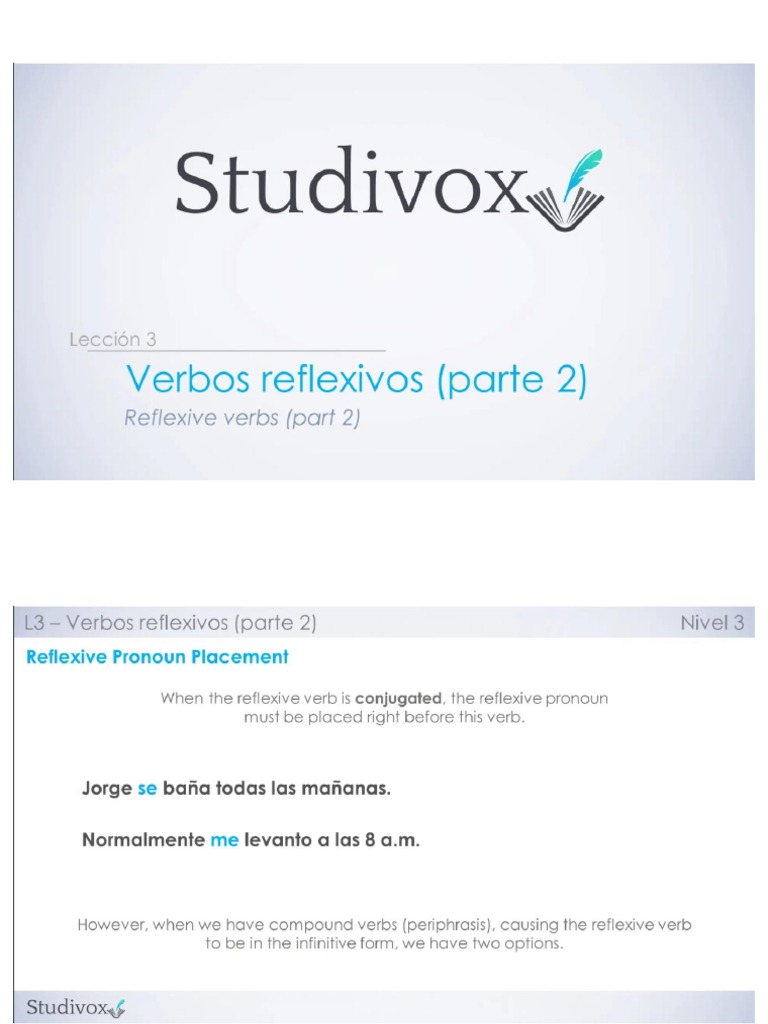 Lección 3 Verbos Reflexivos Parte 2 | PDF