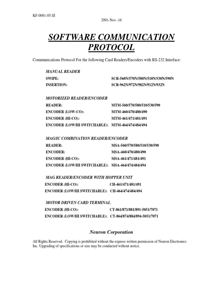 Software Communication Protocol: Communications Protocol For The ...