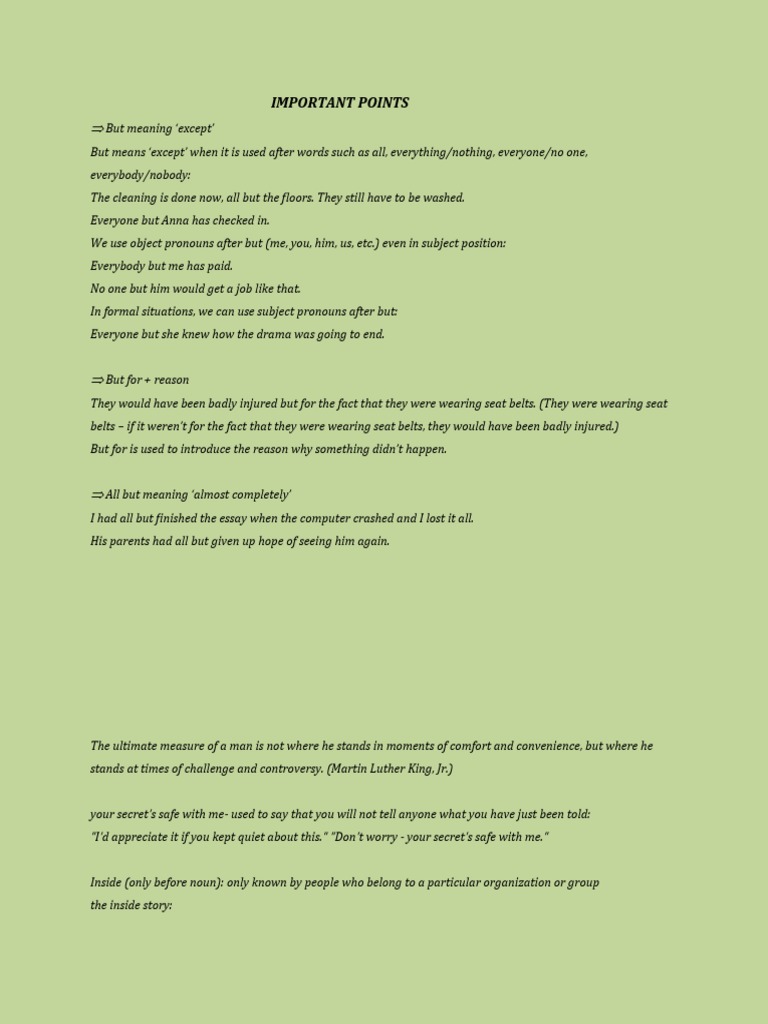 Important Points: But Meaning Except' | PDF | Mystery, Thriller & Crime ...