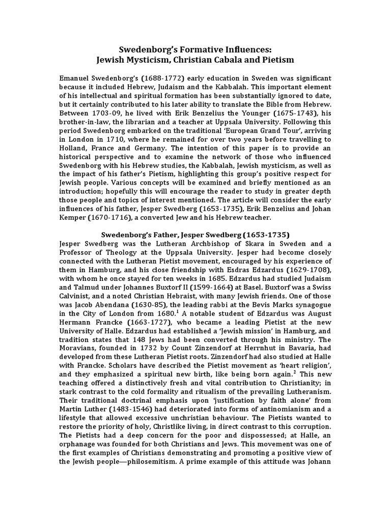 Swedenborg's Formative Influences: Jewish Mysticism, Christian Cabala ...