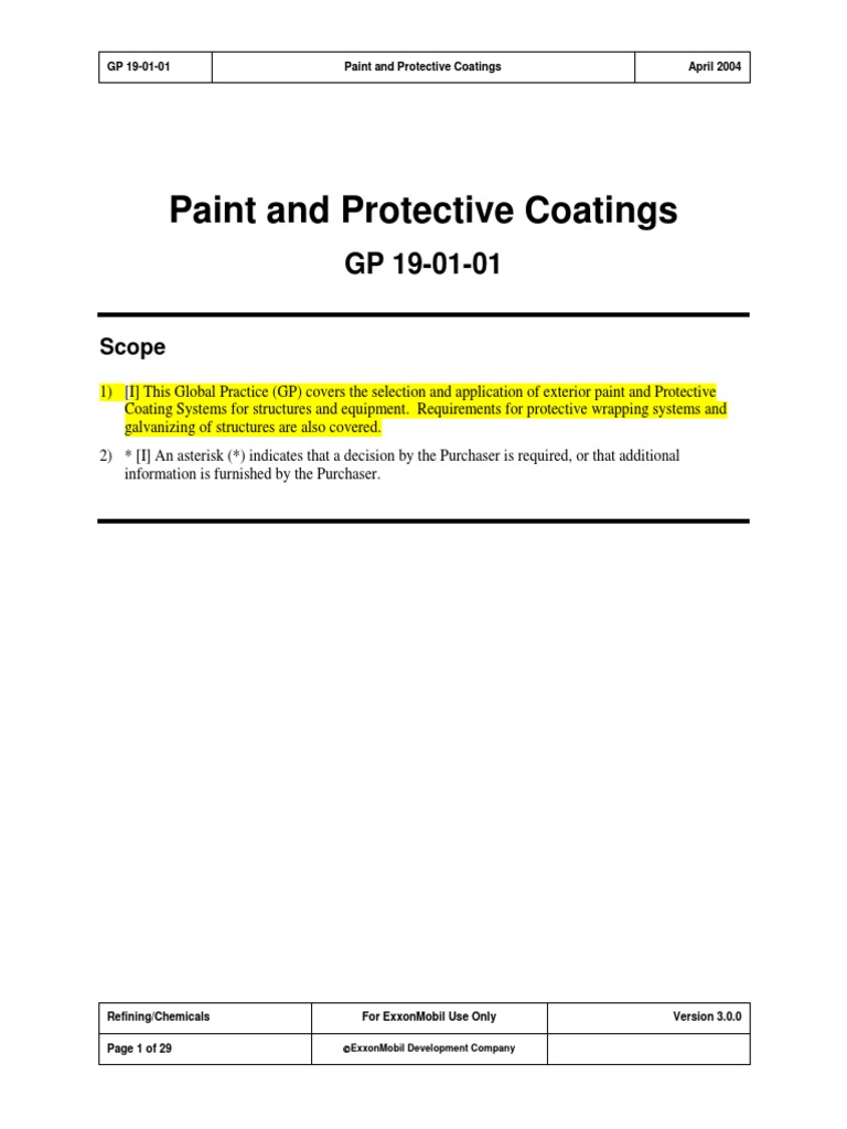 GP 19-01-01 Paint and Protective Coatings Selection Guide | PDF ...