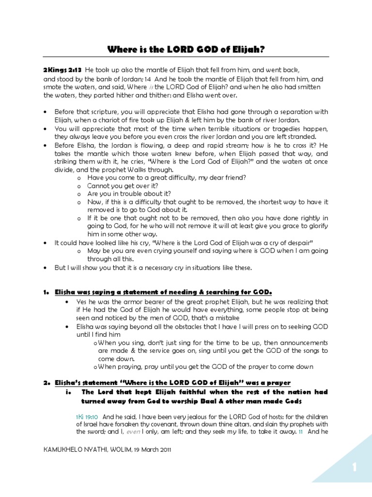 Seeking the God of Elijah | PDF | Elijah | Religious Behaviour And ...