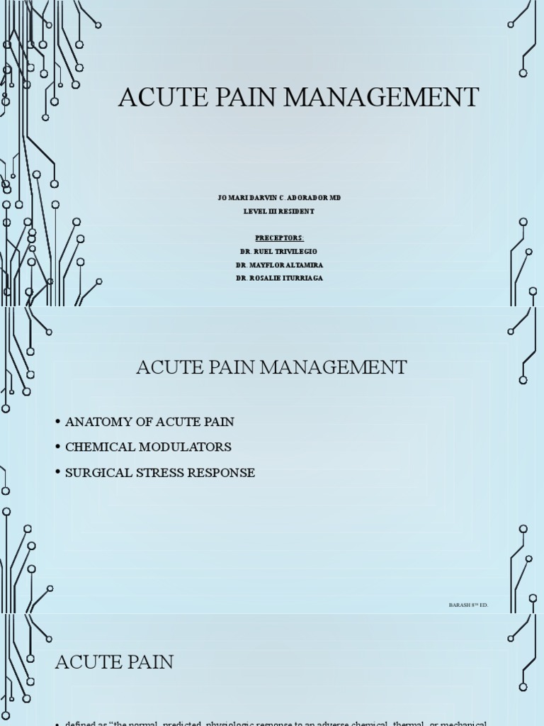 Acute Pain Management | PDF | Pain | Stimulus (Physiology)