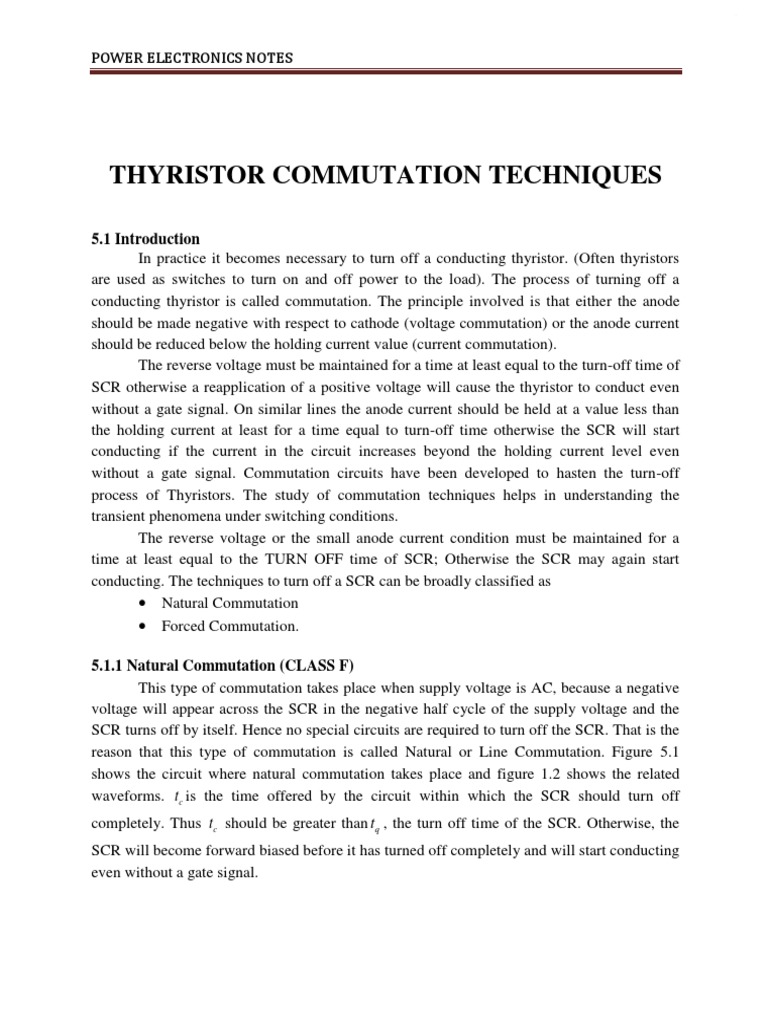 Thyristor Commutation Techniques: UNIT-5 | PDF | Power Electronics | Computer Engineering