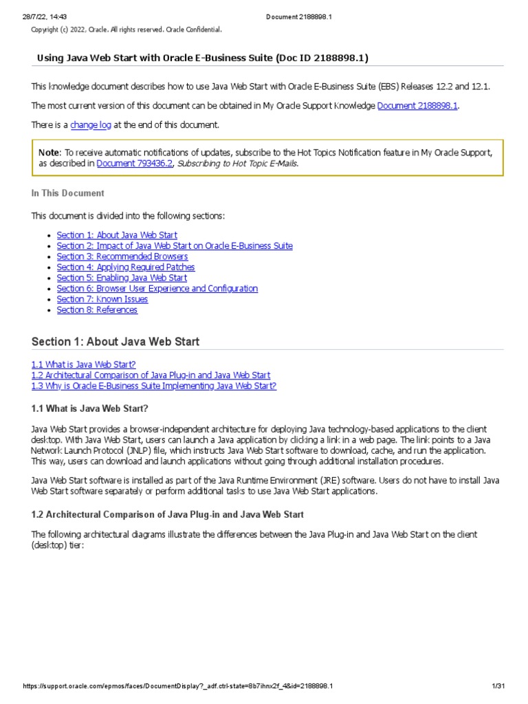 Using Java Web Start With Oracle E-Business Suite (Doc ID 2188898.1) | PDF | Java (Software ...