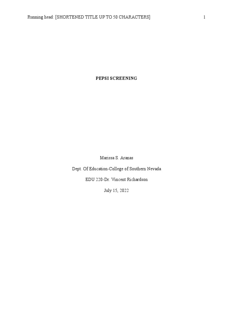 Edu220-Pepsi Paper | Download Free PDF | Cognitive Development | Self ...