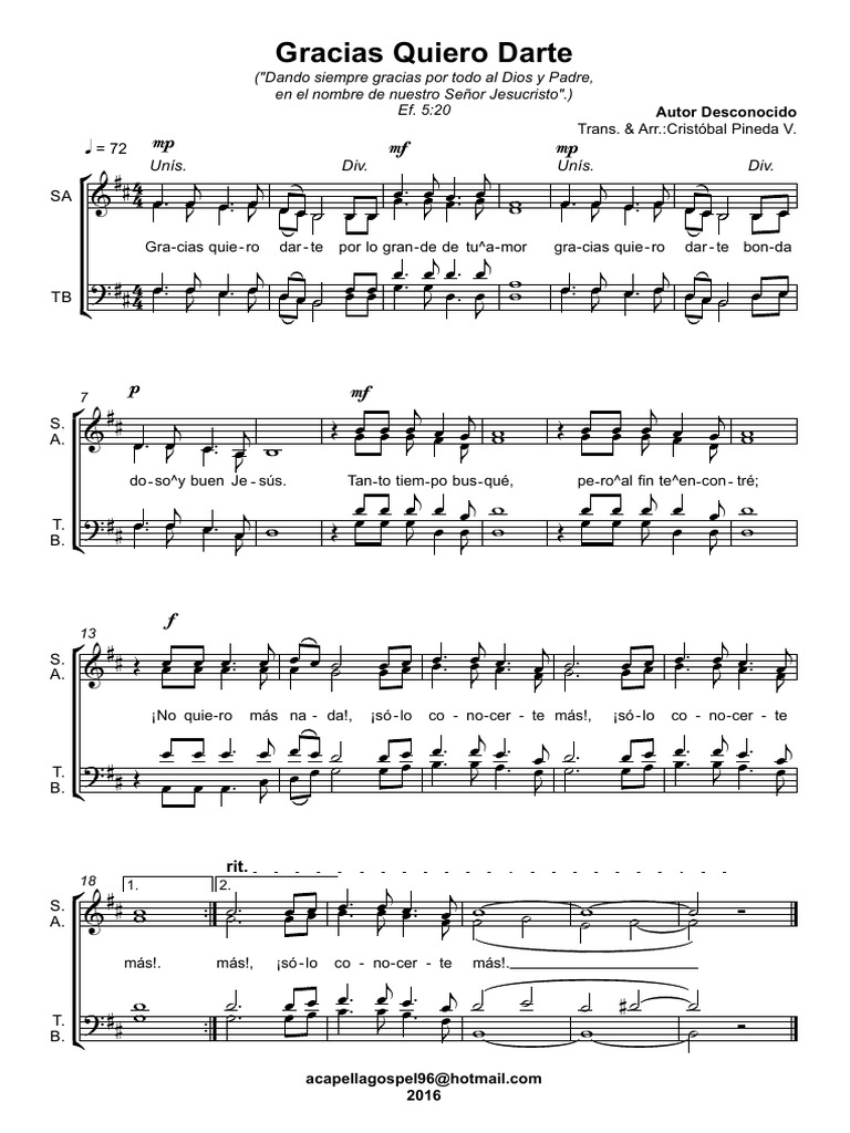 Gracias Quiero Darte - Partitura Completa | PDF