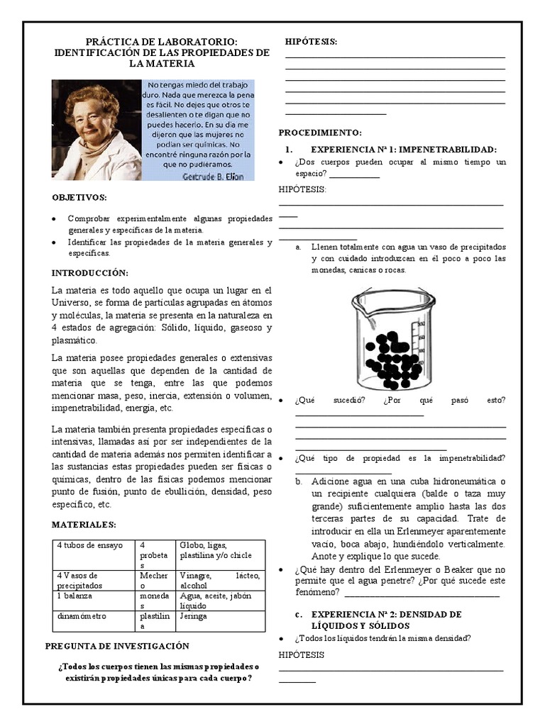 Práctica de Propiedades de la Materia | PDF | Importar | Masa