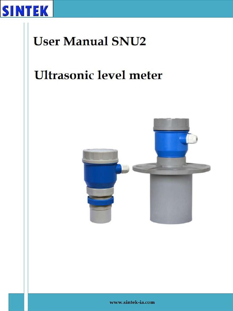 Ultrasonic Level Sensor Manual Snu2 Sintek | PDF