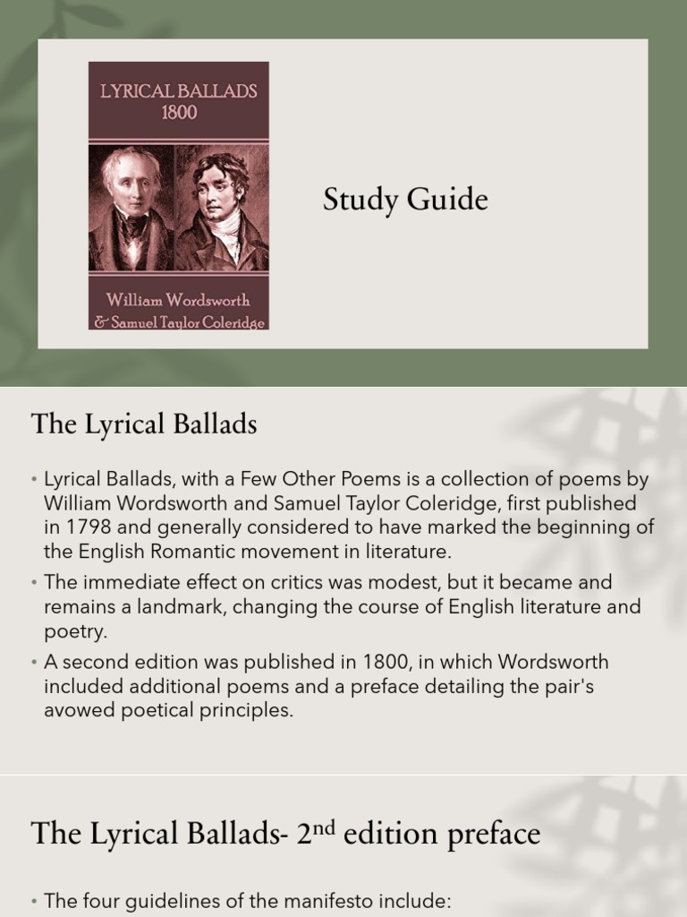 The Lyrical Ballads | PDF | Romanticism | William Wordsworth