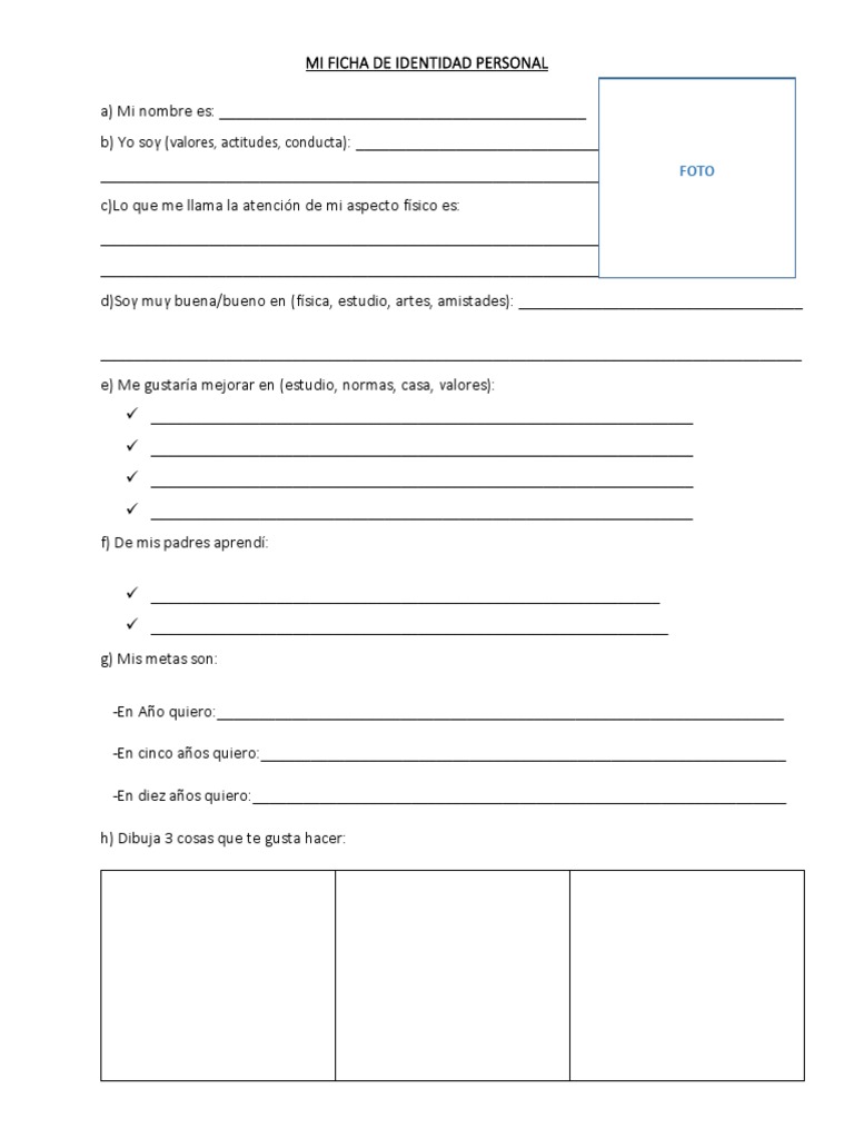 Mi Ficha de Identidad Personal | PDF