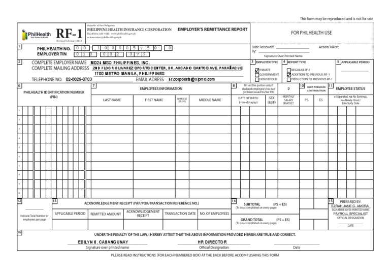 Md24 Phic Rf1 Form | PDF | Economies | Service Industries