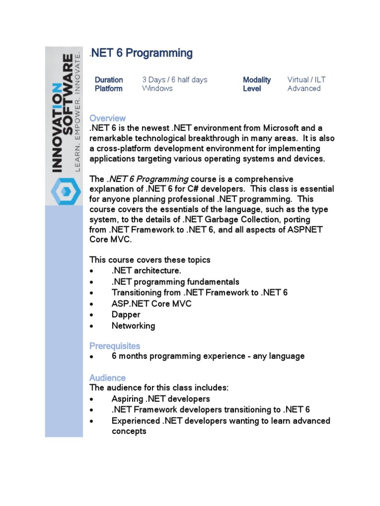 NET 6 Programming | PDF | Class (Computer Programming) | C Sharp (Programming Language)