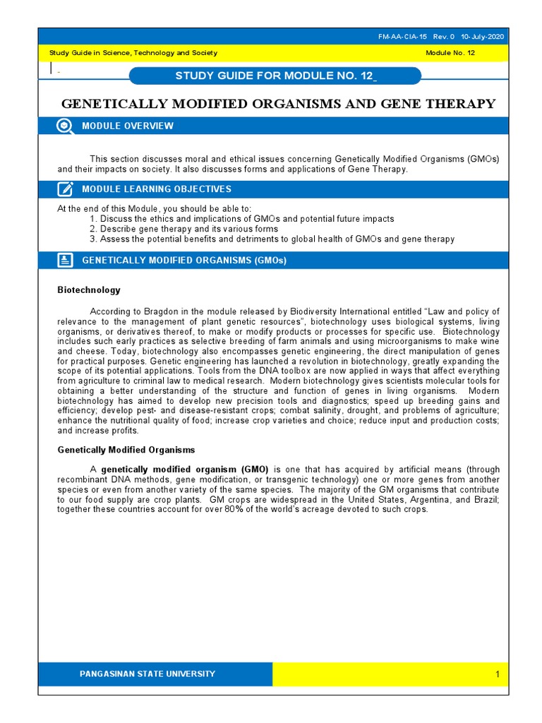 Study Guide 12 Sts | PDF | Gene Therapy | Stem Cell