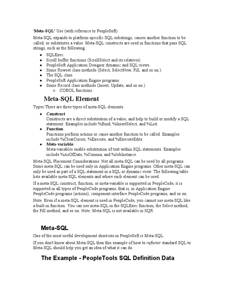 Meta SQL | PDF | Sql | Computer Programming