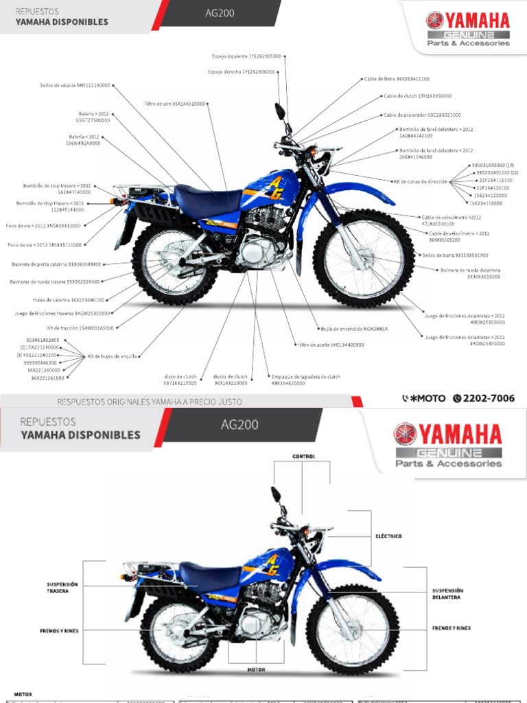 Partes y Accesorios Yamaha AG200 | PDF | Vehículos | Propulsión
