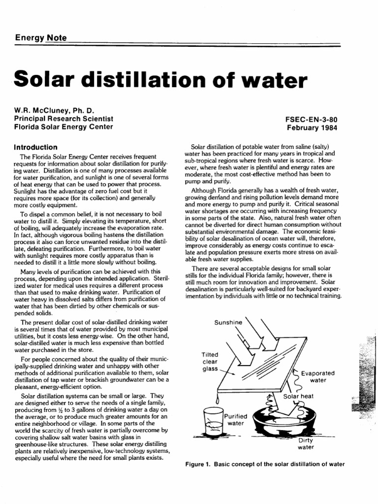 Solar Distillation of Water | PDF